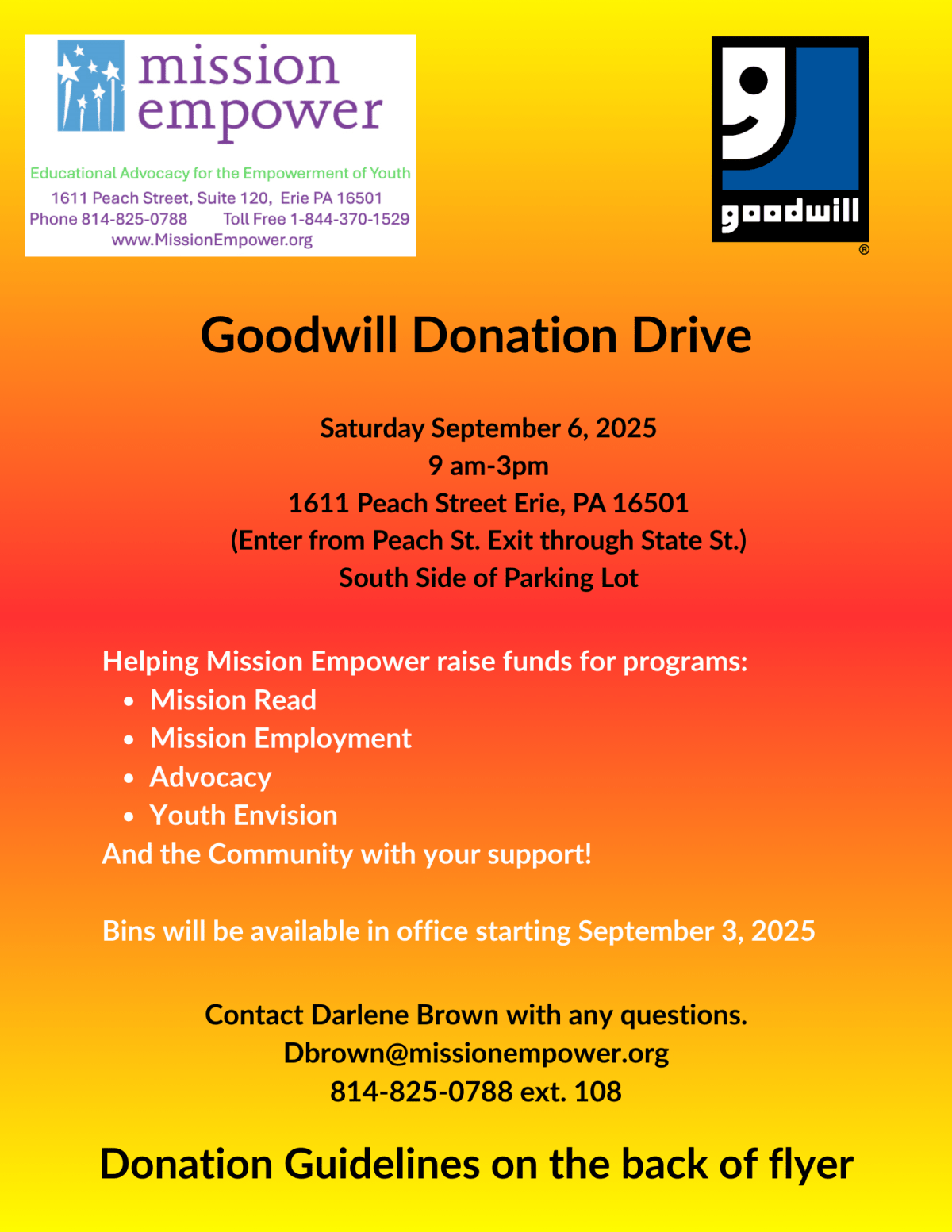 Goodwill Donation Drive | September 6, 2025 | Mission Empower